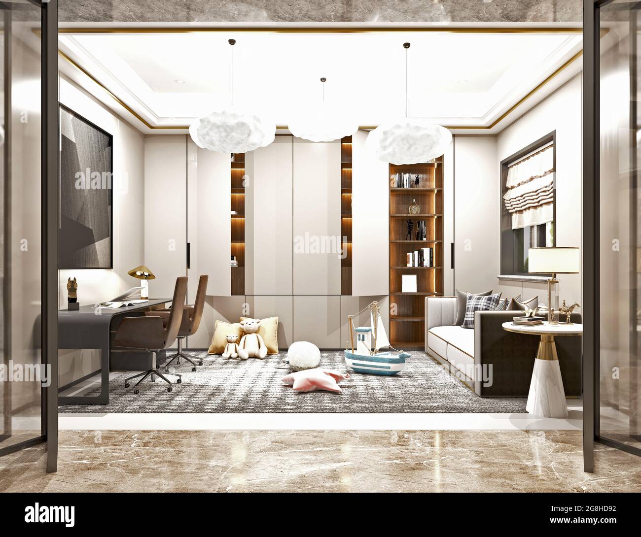 3d render of modern working room Stock Photo - Alamy