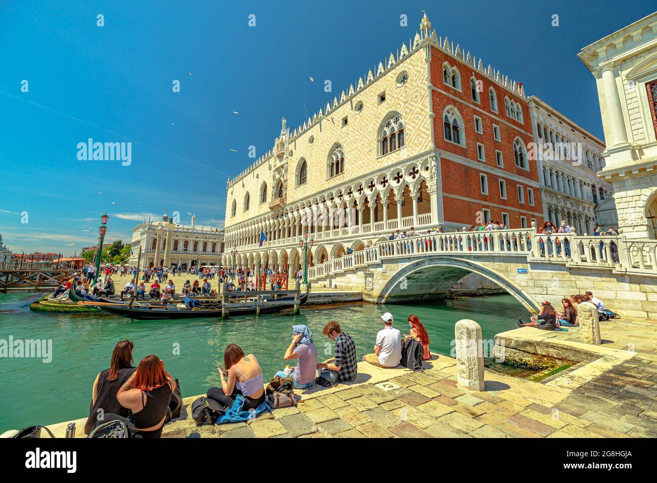 Venice, Italy - May 9, 2021: cityscape of Venice seafront through ...
