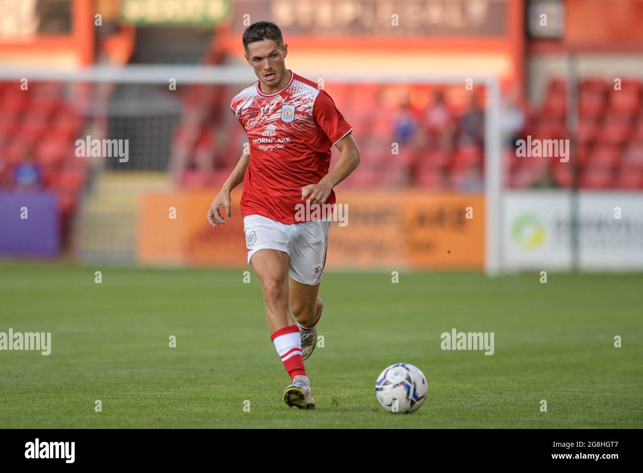 Crewe, UK. 20th July, 2021. Callum Ainley #11 of Crewe Alexandra runs ...