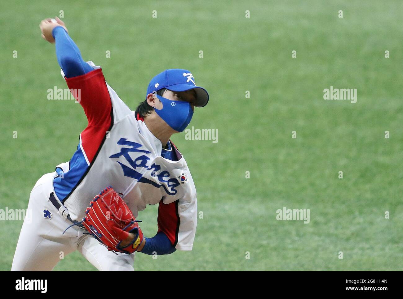 21st July, 2021. S. Korean Olympic baseball squad Won Tae-in, a pitcher ...