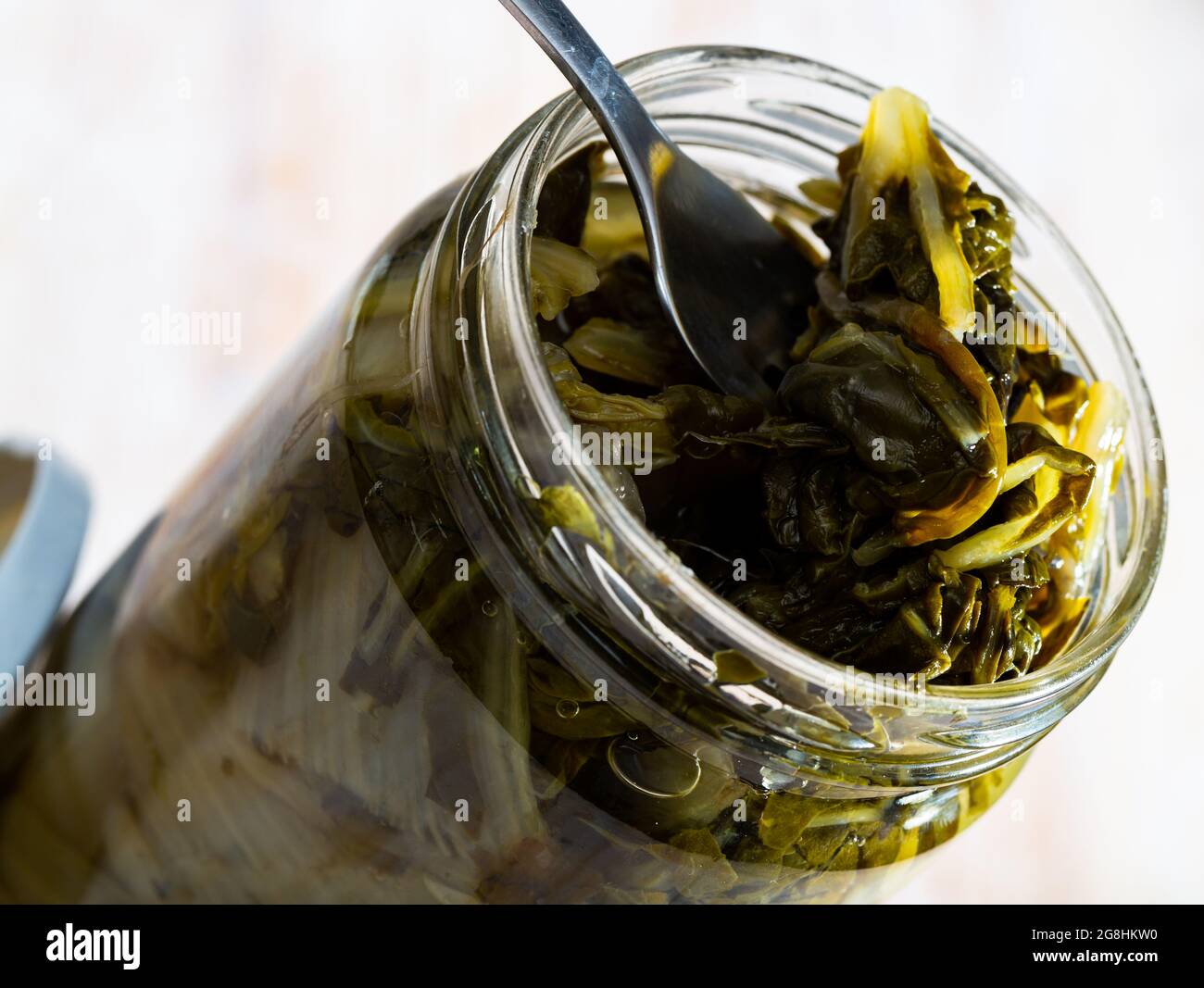 Glass jar with pickled swiss chard Stock Photo - Alamy