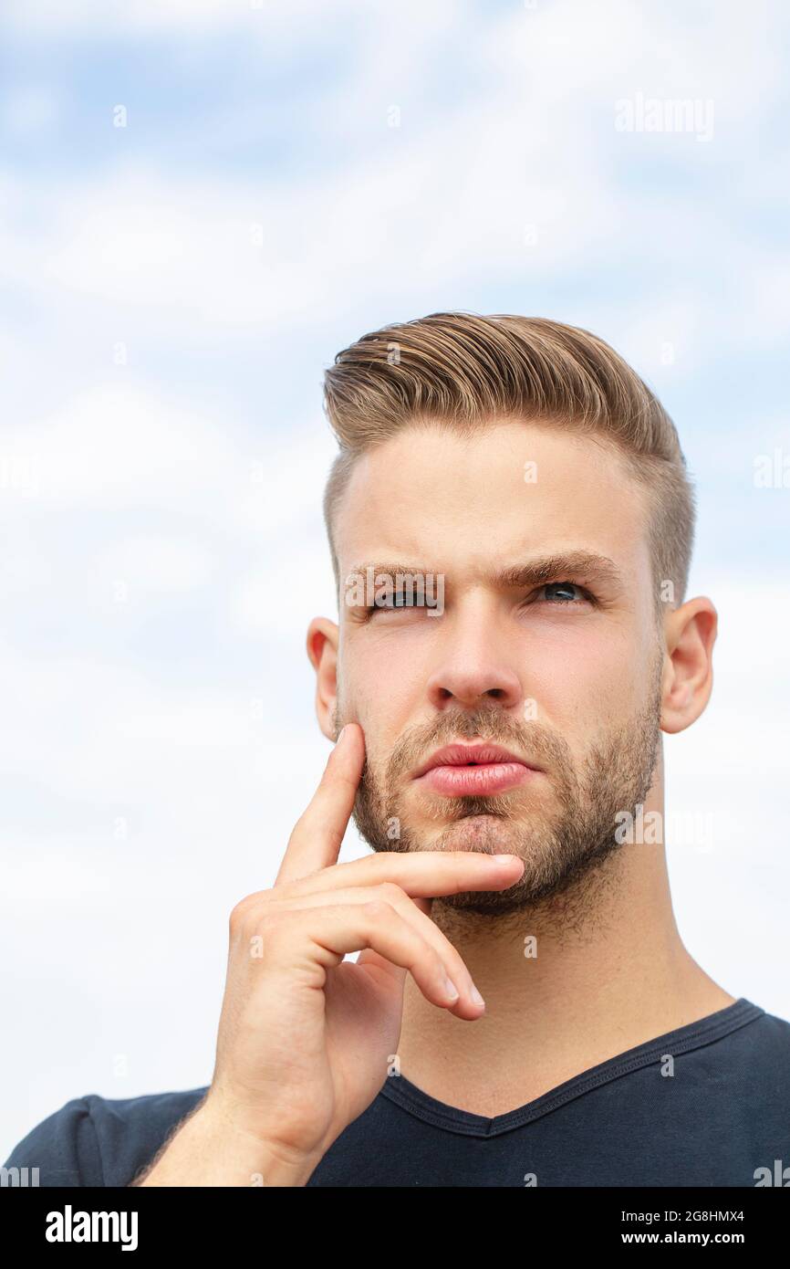 Solution of problem. Thinking man. Man disposes of problem ...