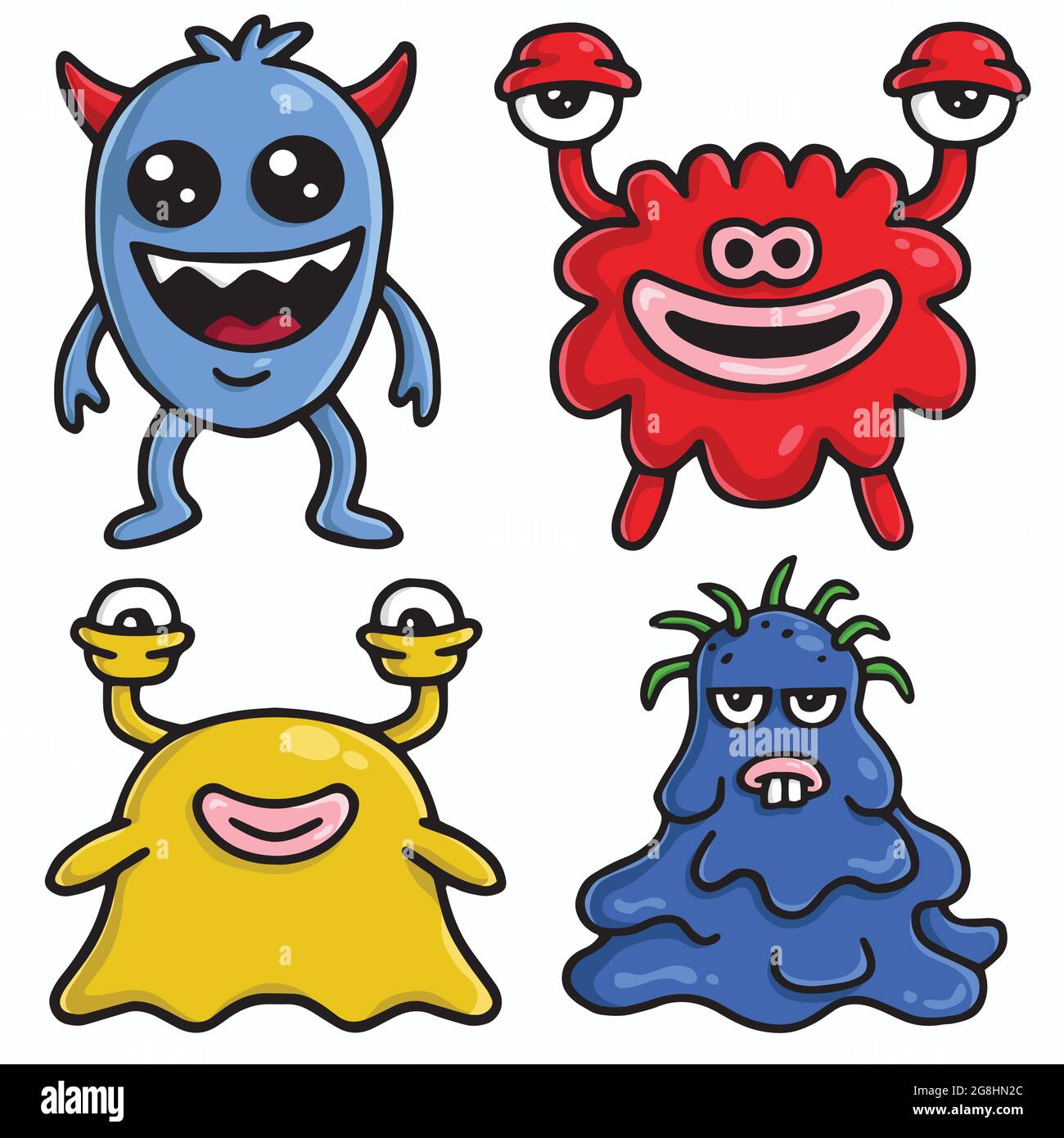 Monster Character Colorful Design Cartoon Vector Set Template Stock ...