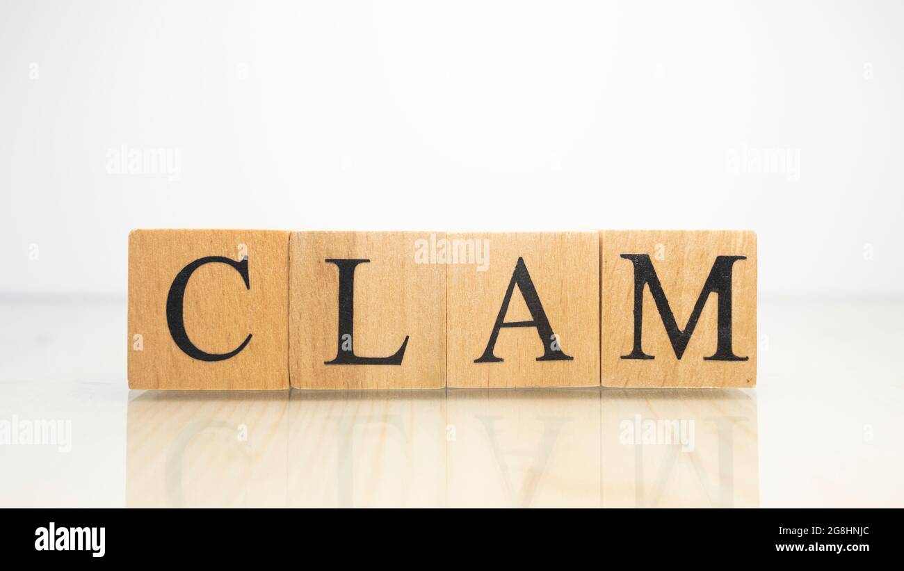 The name Clam was created from wooden letter cubes. Seafood and food ...