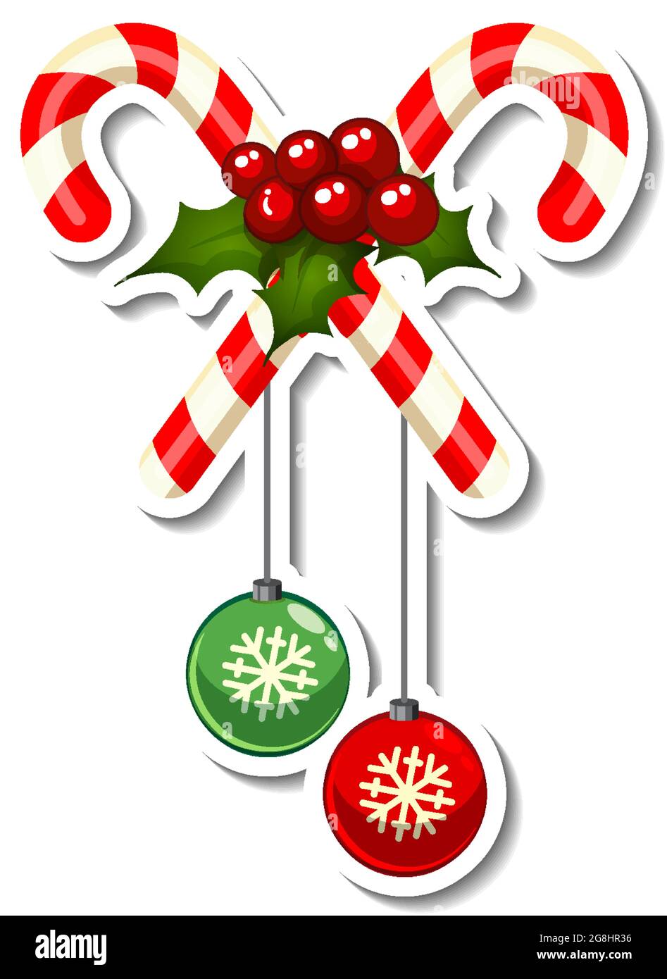 Sticker template with Cross Candy Cane isolated illustration Stock ...