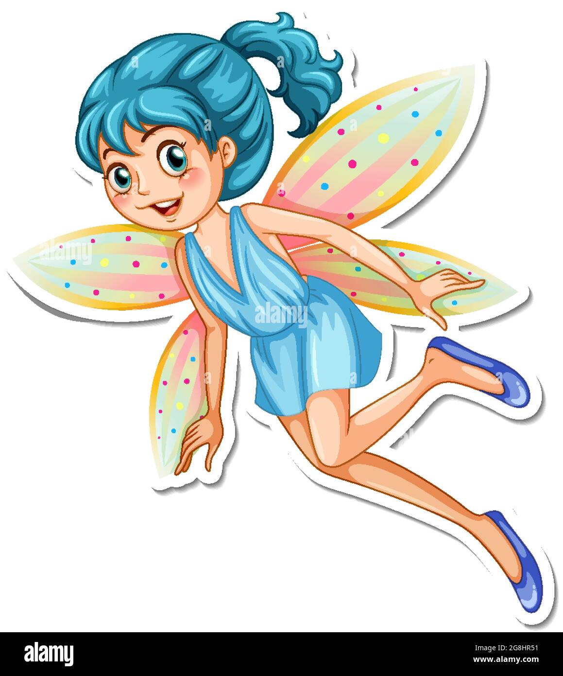 Beautiful fairy cartoon character sticker illustration Stock Vector ...