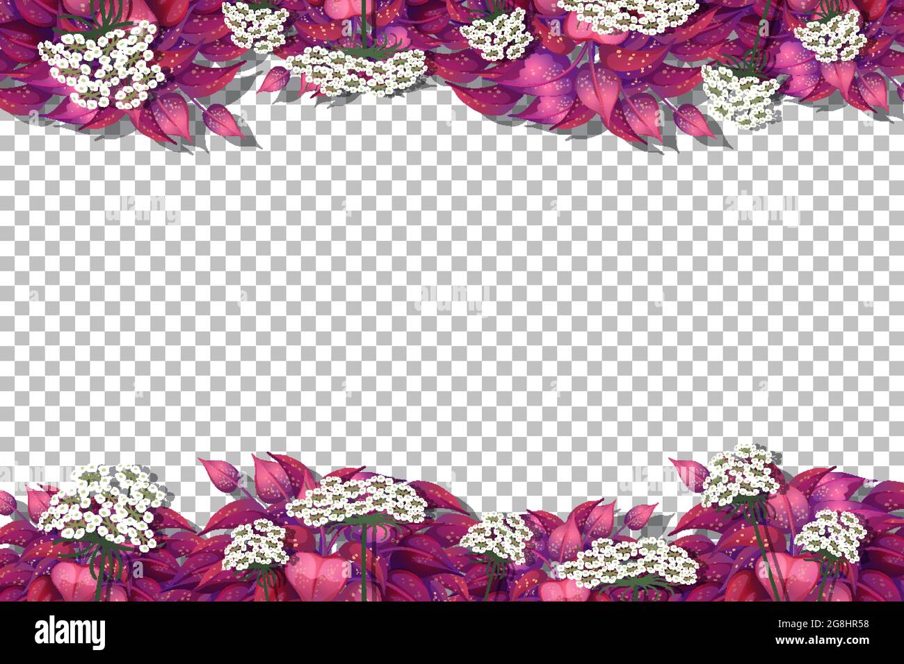 Pink leaves frame template on transparent background illustration Stock ...