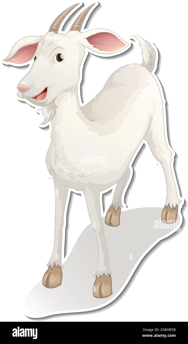 Sticker design with a goat cartoon character illustration Stock Vector ...