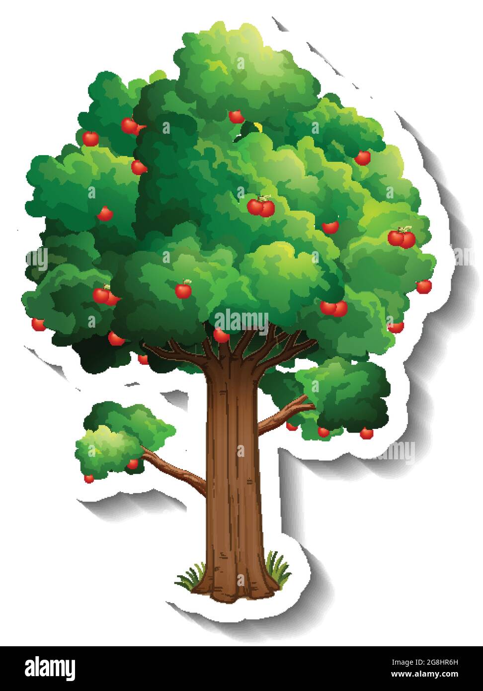 Apple tree sticker on white background illustration Stock Vector Image ...
