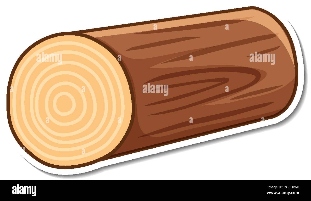 Sticker wooden log on white background illustration Stock Vector Image ...