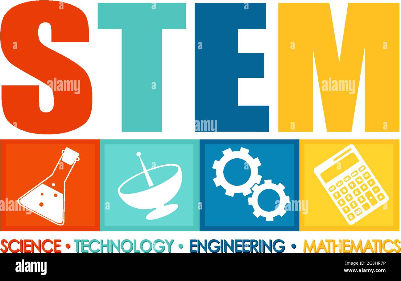 STEM education logo banner on white background illustration Stock ...