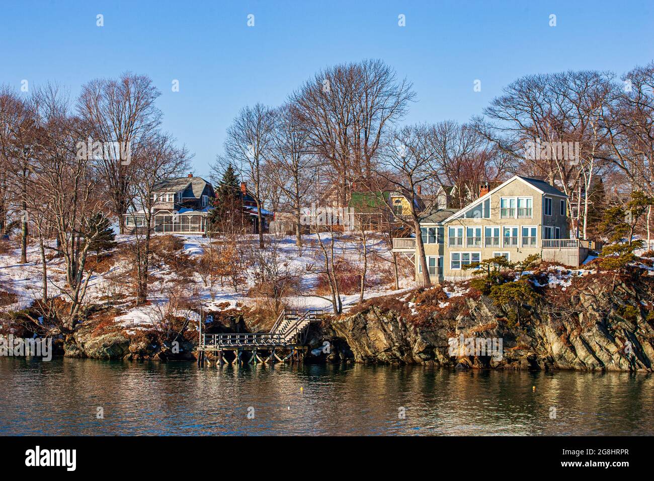 Wintery Day on Little Diamond Island in Casco Bay, Maine Stock Photo ...