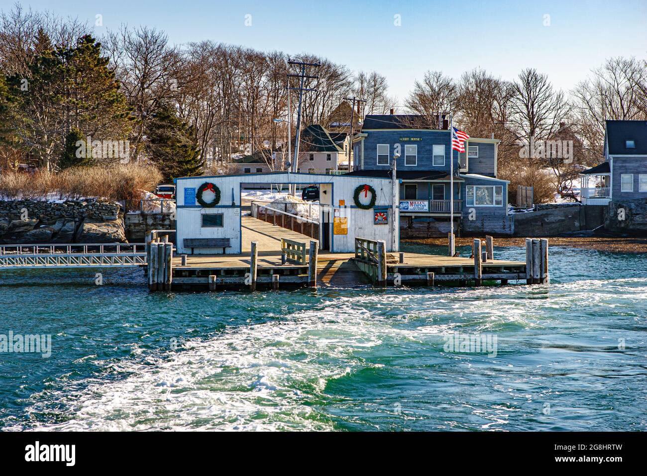 The Chebeague Island dock in Casco Bay, Maine Stock Photo - Alamy