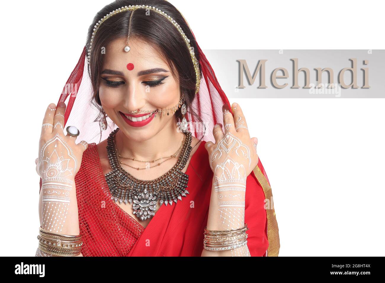 Beautiful Indian woman on white background Stock Photo - Alamy