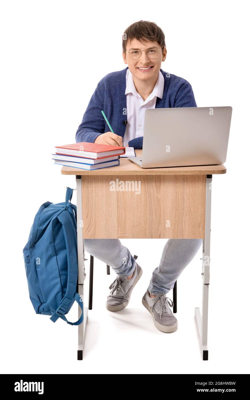 Desk laptop books Cut Out Stock Images & Pictures - Alamy
