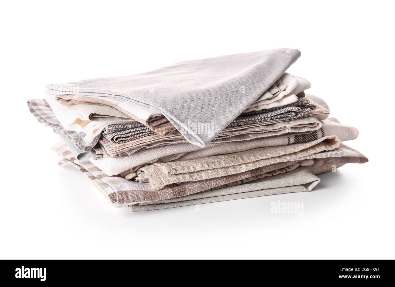 Stack of fabric napkins on white background Stock Photo - Alamy
