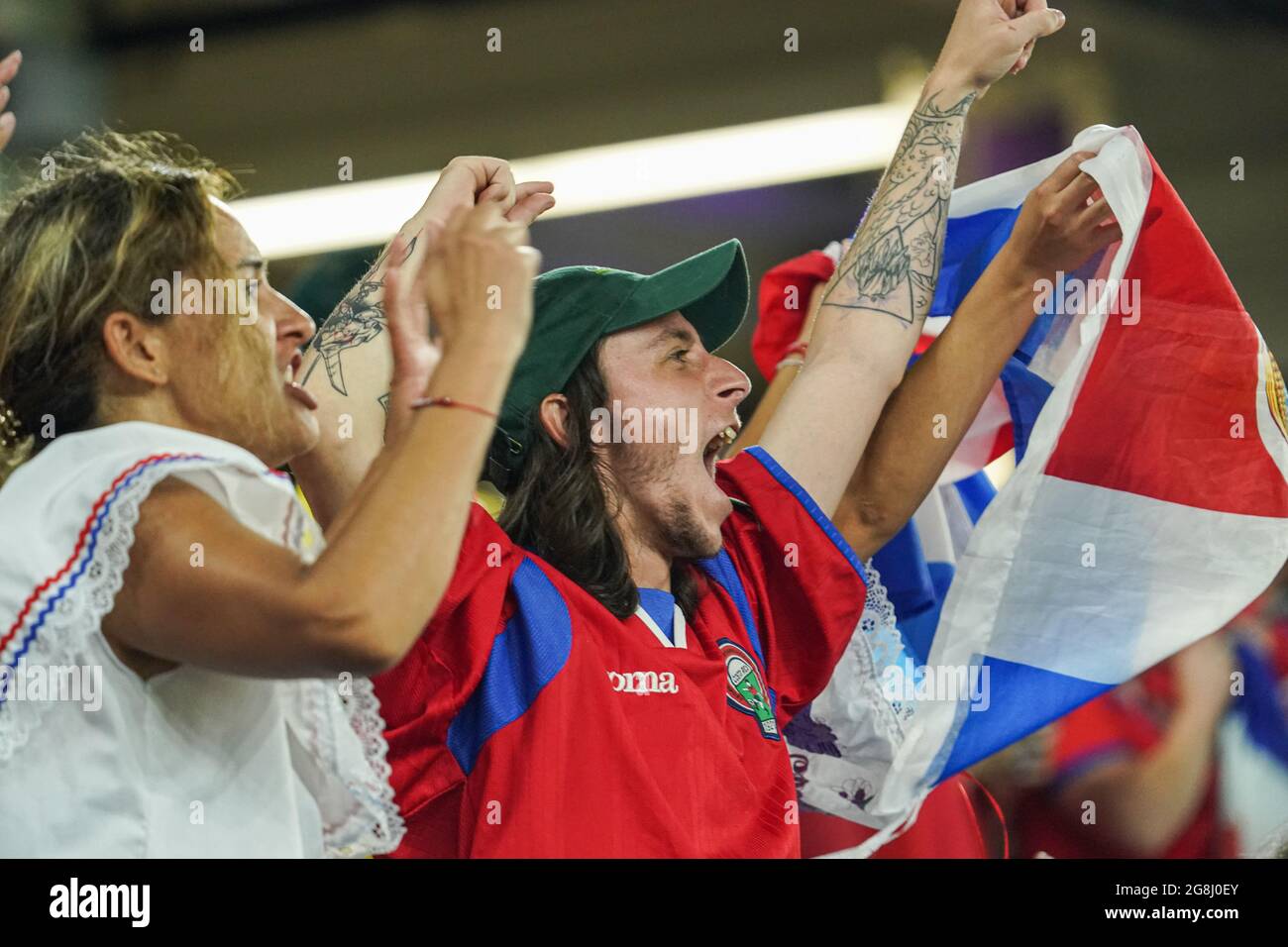 Fort Lauderdale, Florida, USA, July 20, 2021, Costa Rica fans celebrate ...