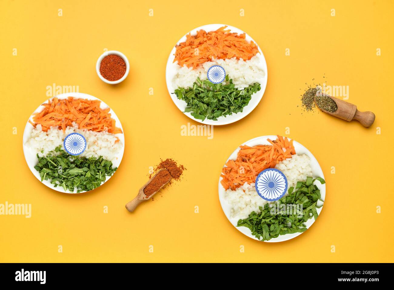 Flags of India made of food on color background Stock Photo - Alamy