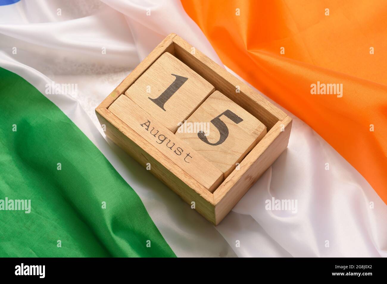 Calendar with date 15 August on Indian flag. Independence Day ...