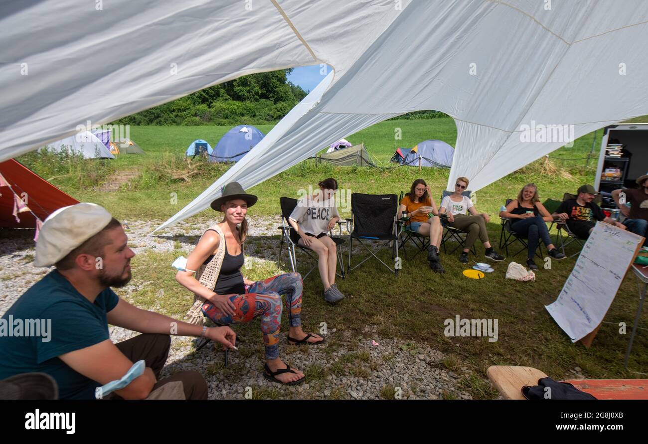 Rosenberg, Germany. 03rd July, 2021. The organizers Nils (l) and Sandra ...