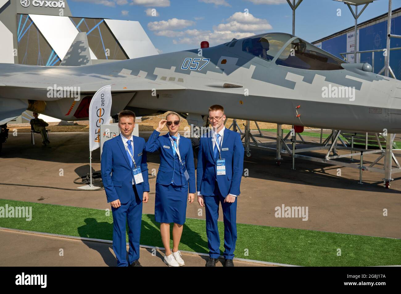 Zhukovsky, Russia. 20th July, 2021. Representatives of the Sukhoi ...