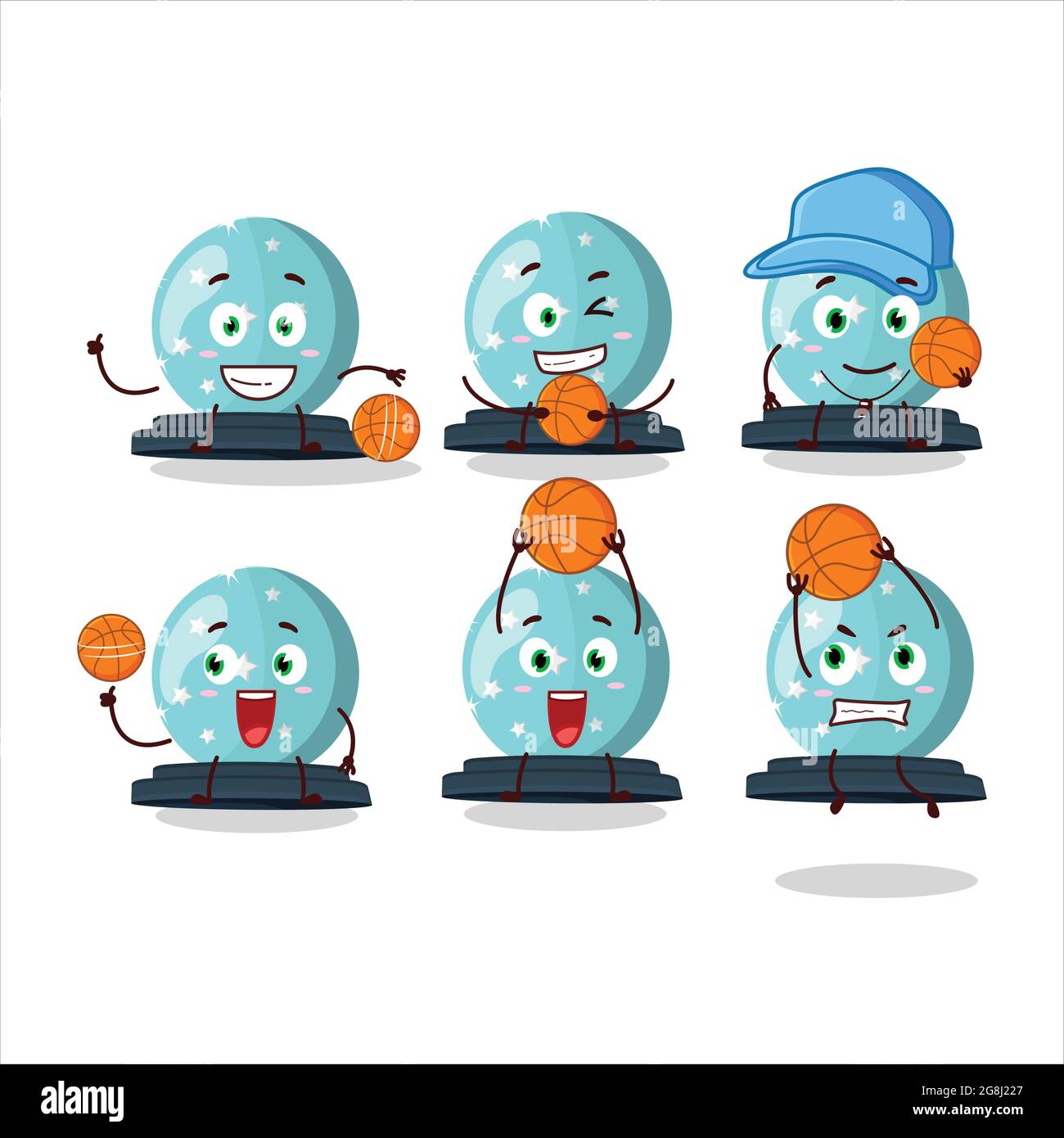 Talented magic crystal ball cartoon character as a basketball athlete ...