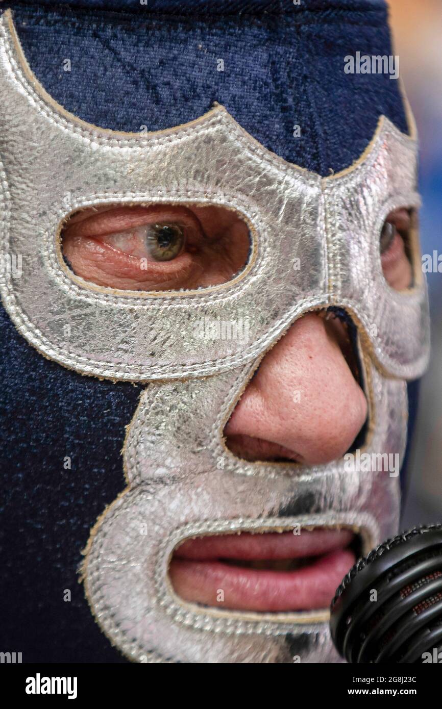 MEXICO CITY, MEXICO - JULY 14: Wrestler Blue Demon Jr during a Press ...