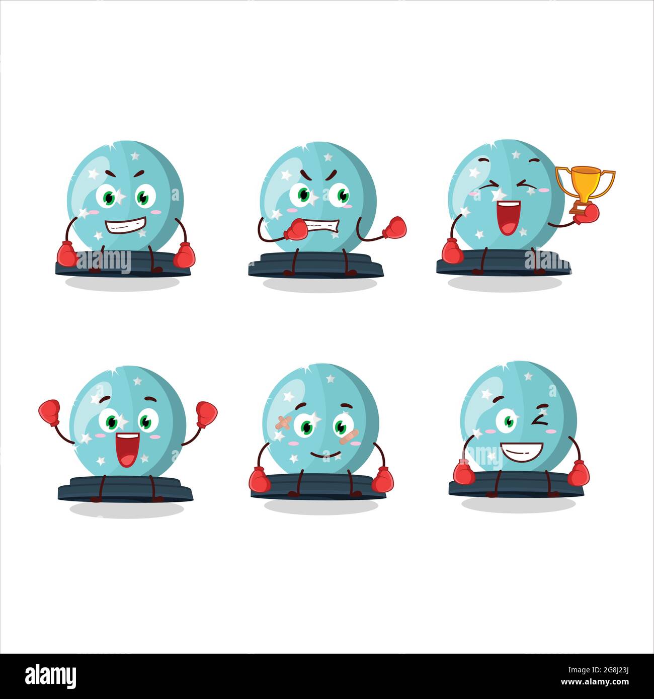 A sporty magic crystal ball boxing athlete cartoon mascot design ...