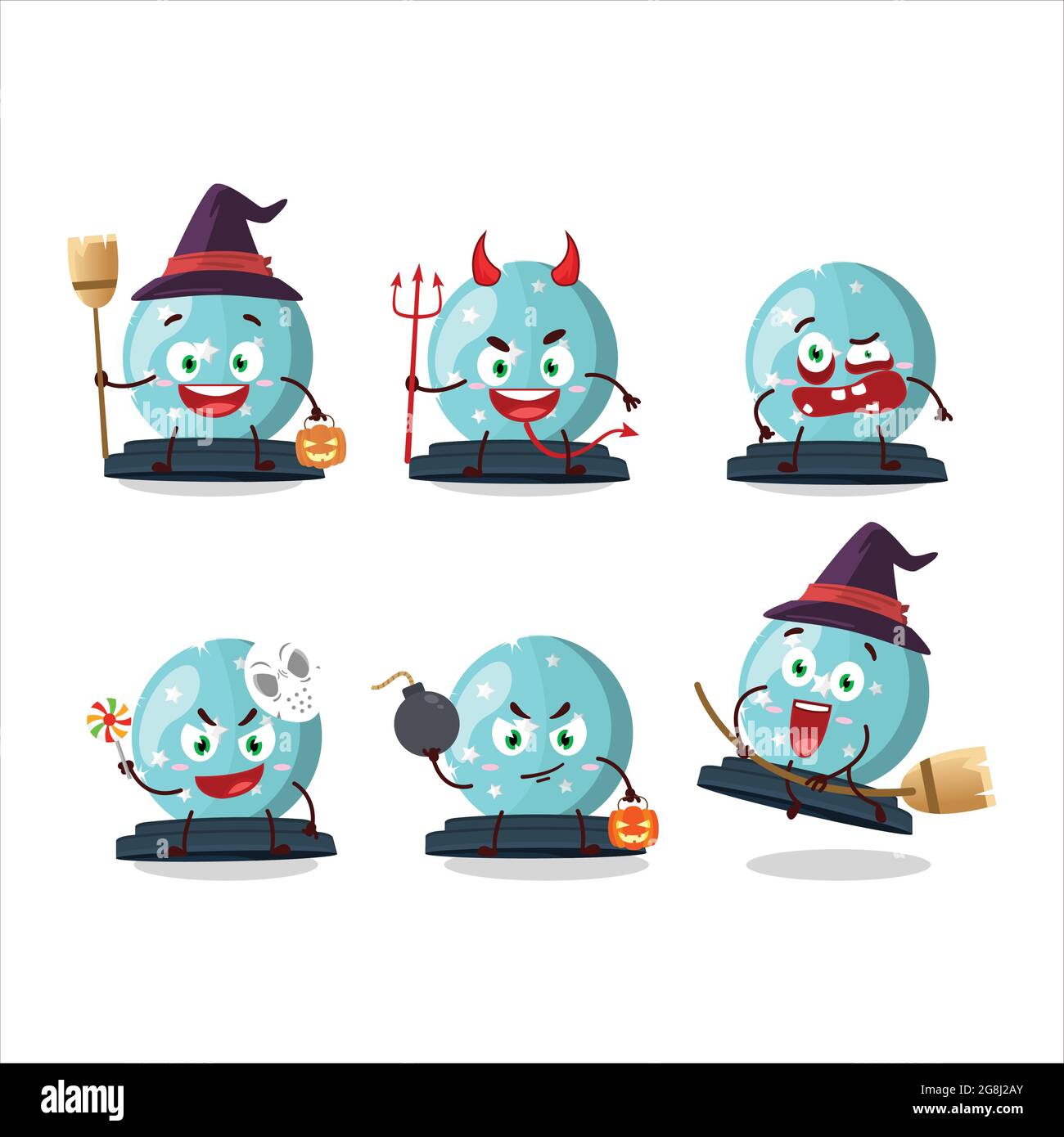 Halloween expression emoticons with cartoon character of magic crystal ...