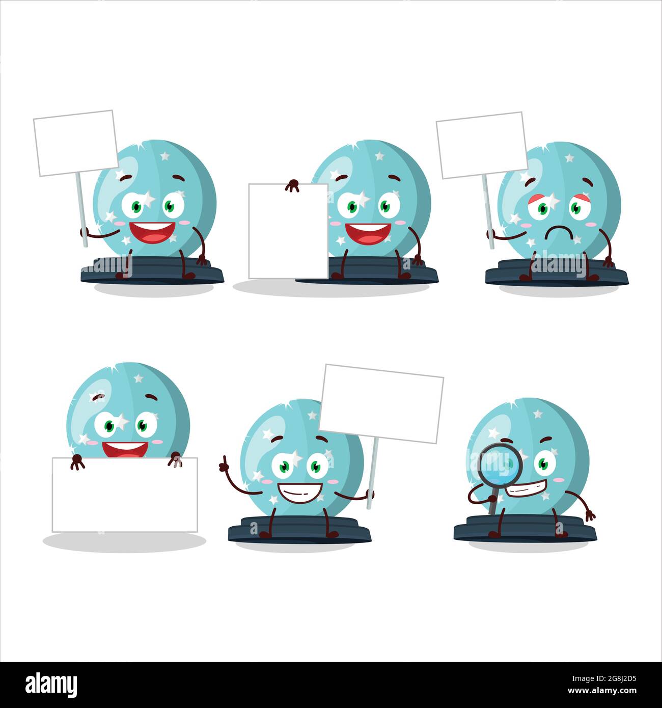 Magic crystal ball cartoon character bring information board. Vector ...