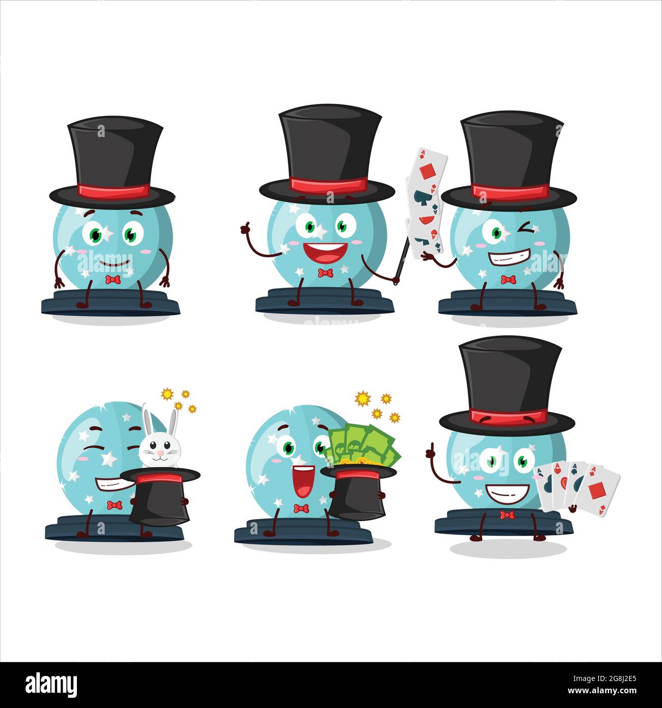 A magic crystal ball Magician cartoon character perform on a stage ...