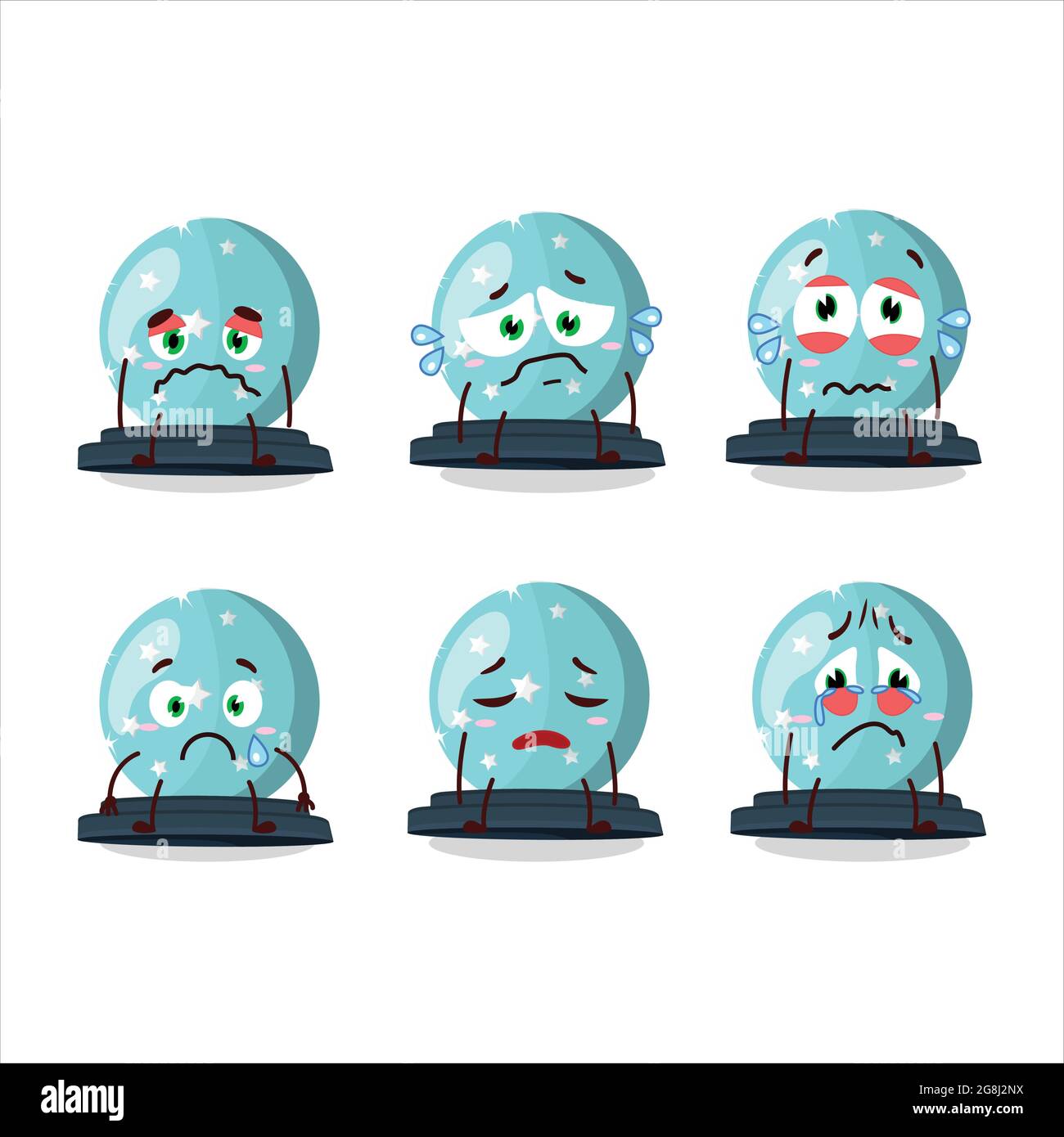 Magic crystal ball cartoon character with sad expression. Vector ...