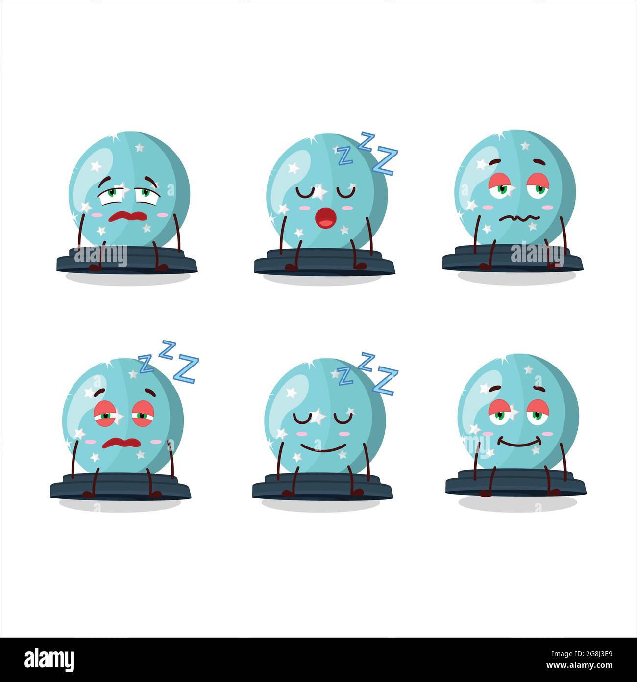 Cartoon character of magic crystal ball with sleepy expression. Vector ...