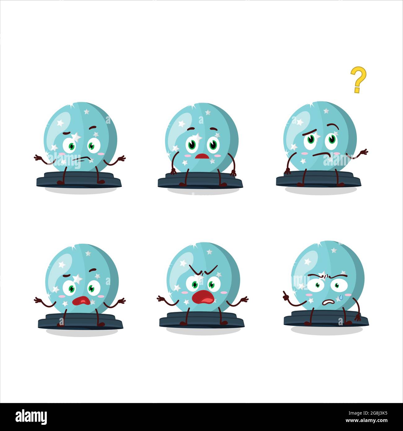 Cartoon character of magic crystal ball with what expression. Vector ...