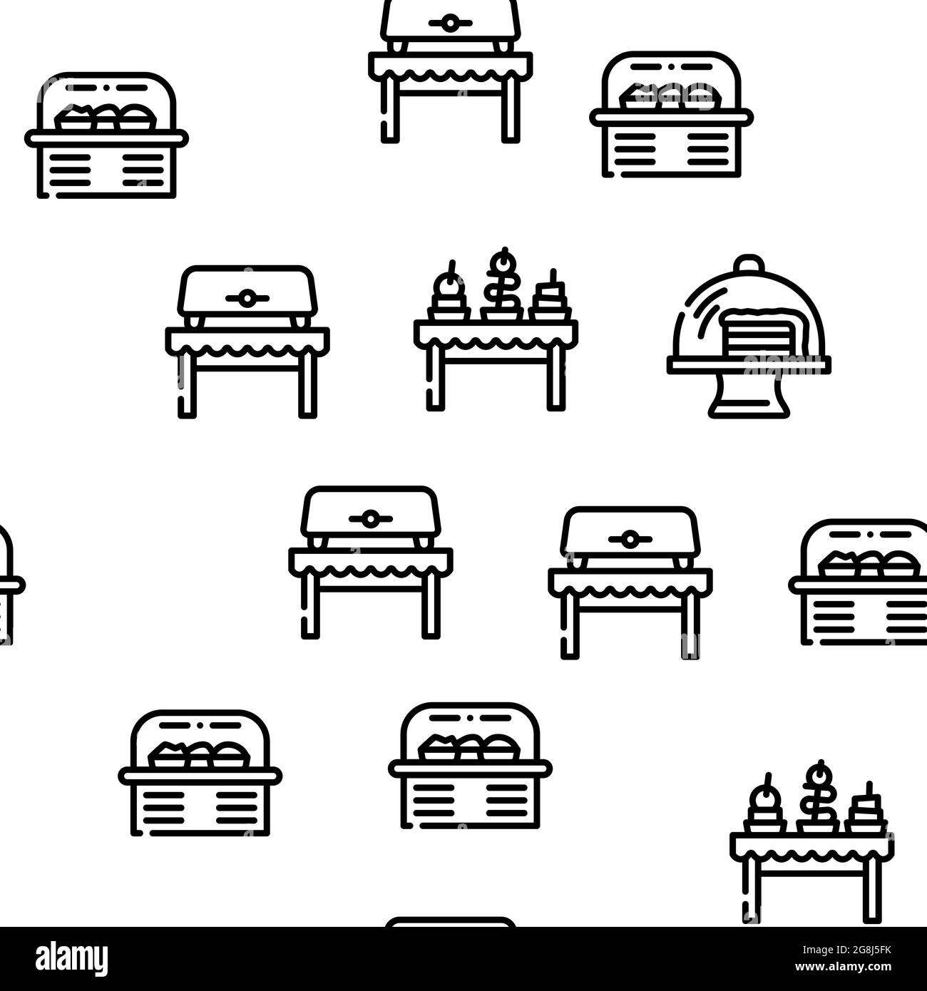 Buffet Food And Drinks Vector Seamless Pattern Stock Vector Image & Art ...