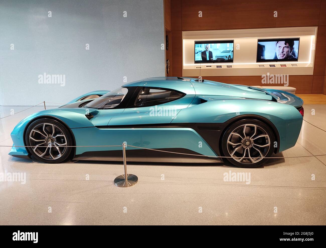 A new energy smart car is presented at a NIO flagship store in Shanghai ...