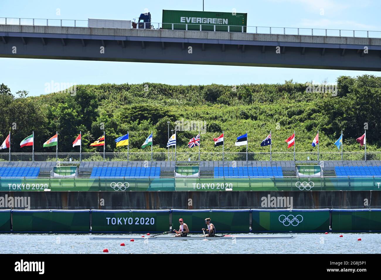 Tokyo, Japan. 21st July, 2021. General, feature, rowboat, double scull ...