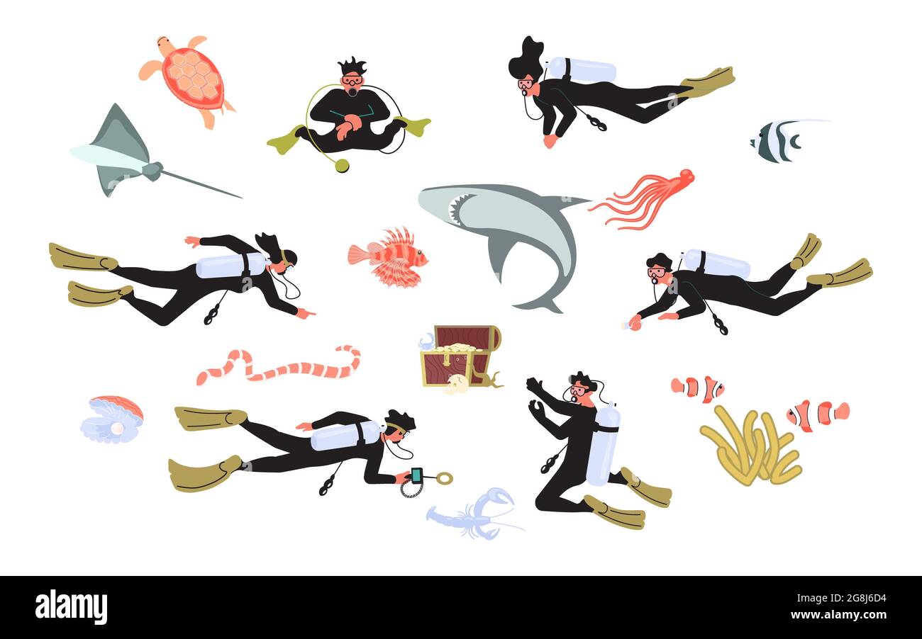 Cartoon illustration scuba diver girl Cut Out Stock Images & Pictures ...