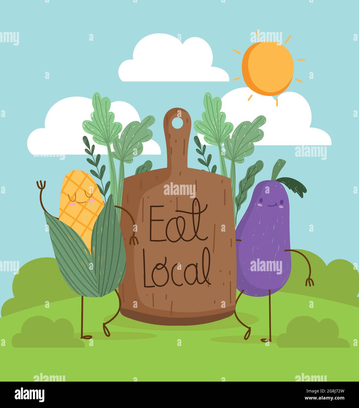 eat local cartoon Stock Vector Image & Art - Alamy