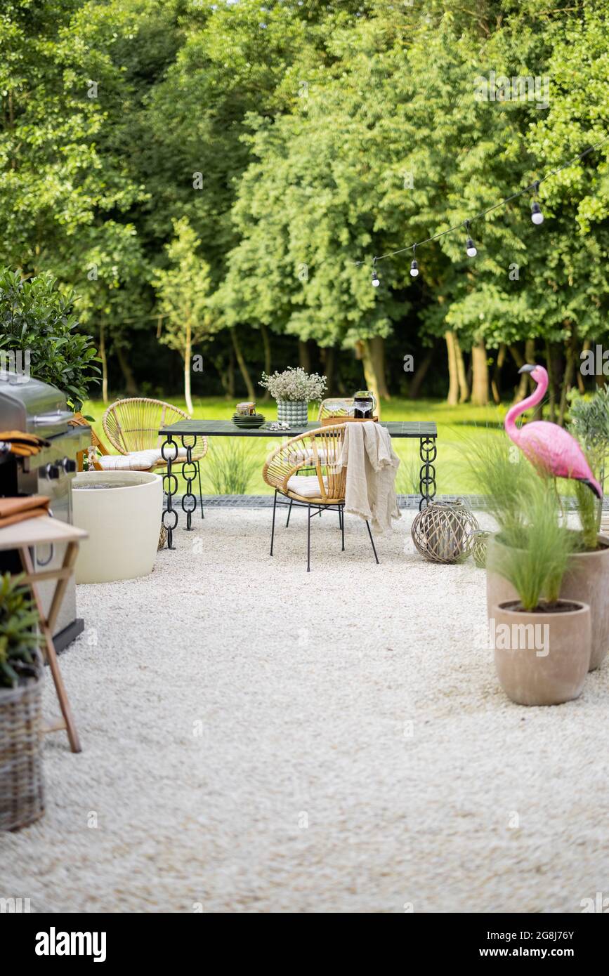 Beautiful garden in natural style Stock Photo - Alamy