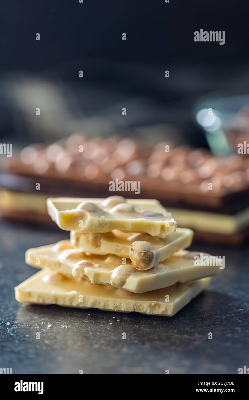 Chocolate bar with hazelnuts hi-res stock photography and images - Alamy