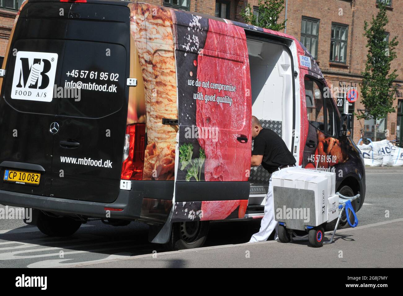 Copenhagen, Denmark.20 July 2021, MB food A/S delivery van in action in ...