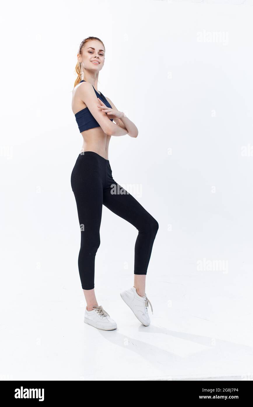 sportive woman exercise workout cover gym Stock Photo - Alamy