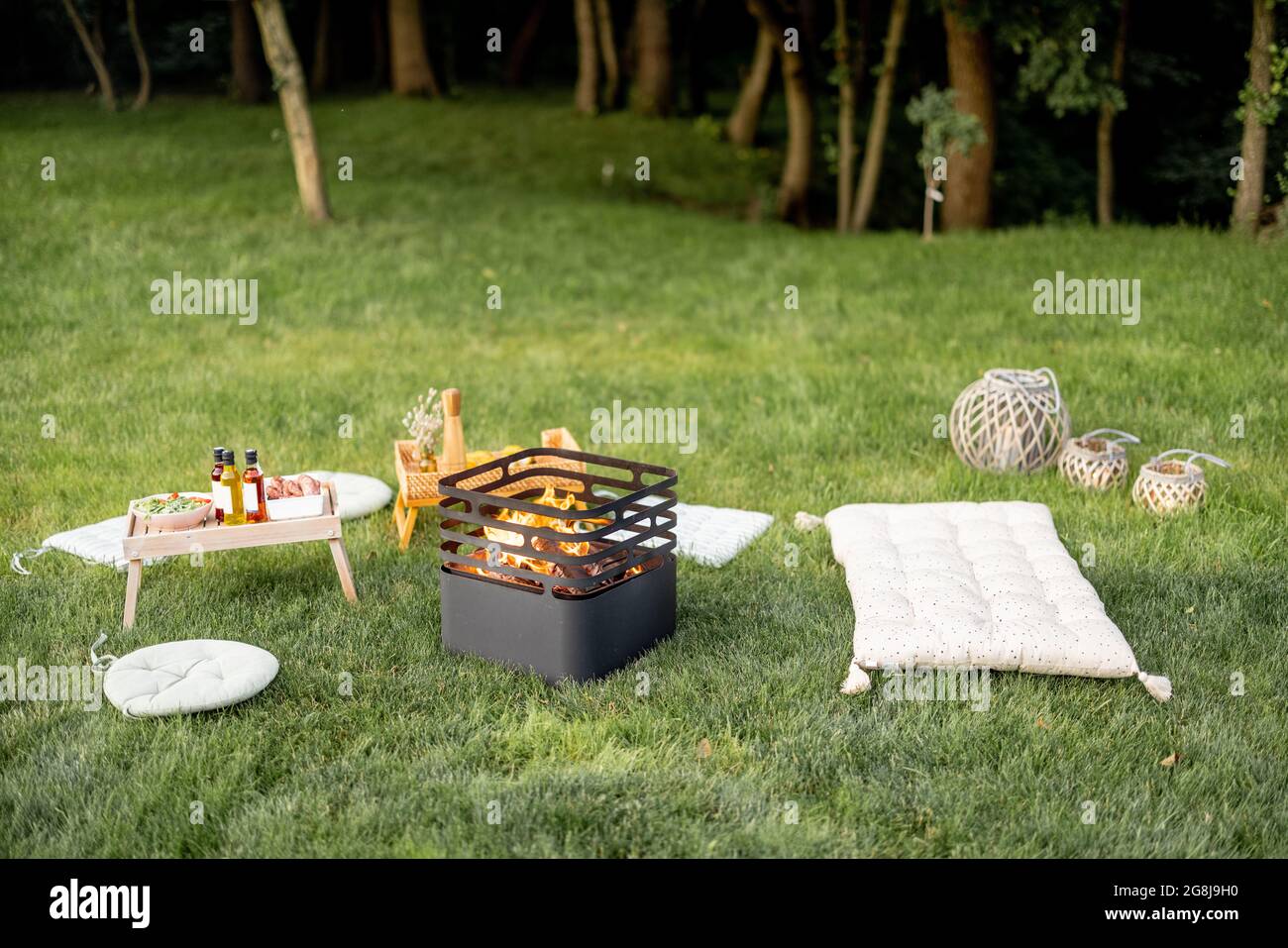 Picnic zone near the forest Stock Photo - Alamy