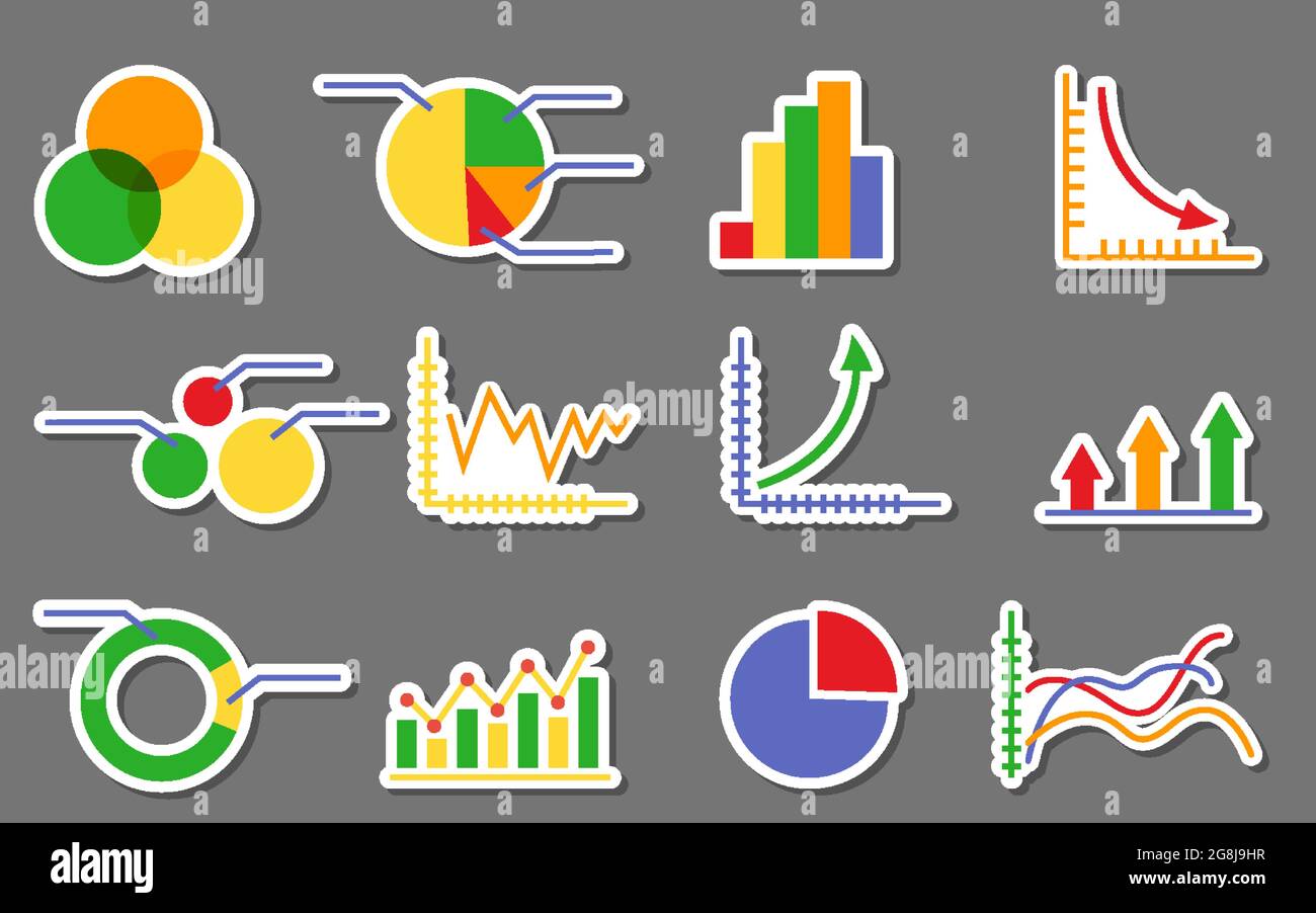 Graphs, marketing charts, business infographics, different diagram ...