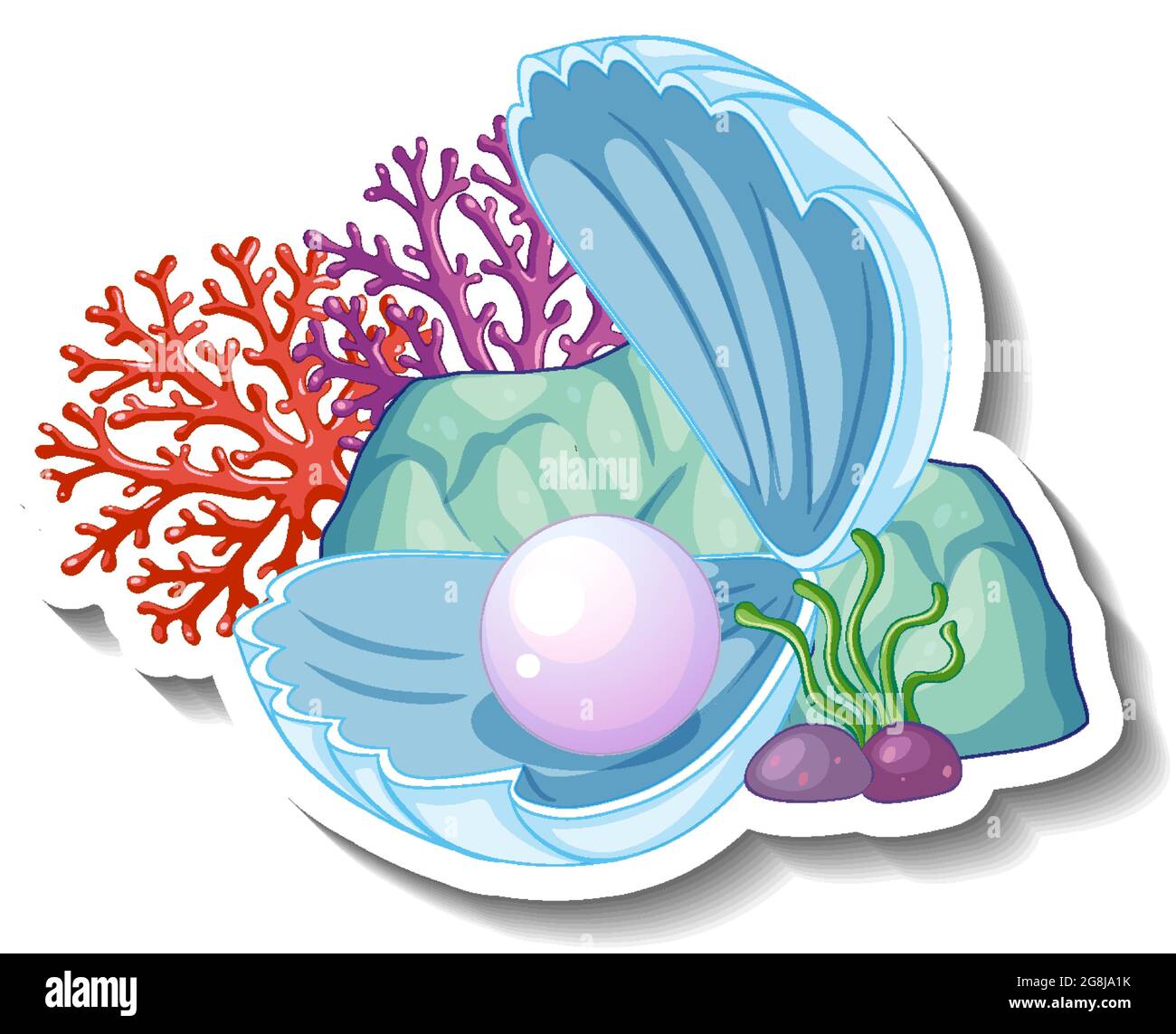 A sticker template with Pearl in shell isolated illustration Stock ...