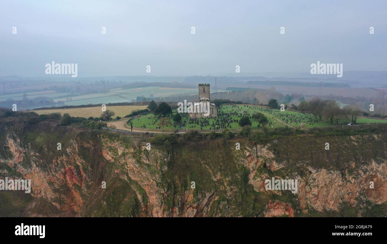 Breedon on the hill drone shot Stock Photo - Alamy