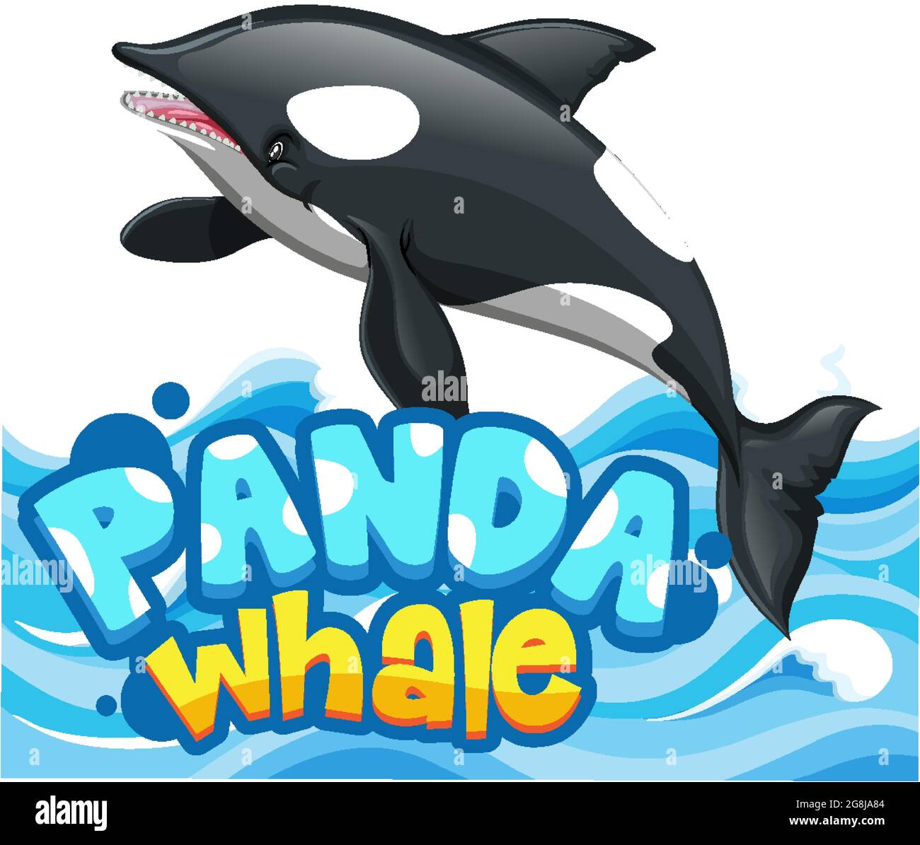 Orca or Killer Whale cartoon character with Panda Whale font banner ...