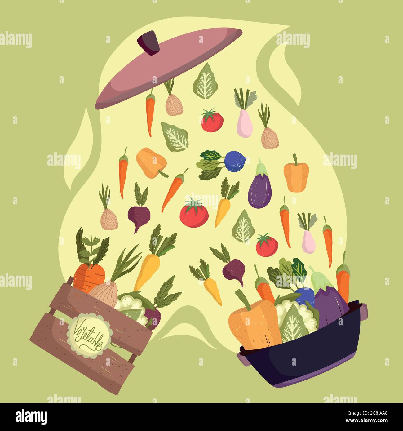 vegetables in pot and box Stock Vector Image & Art - Alamy