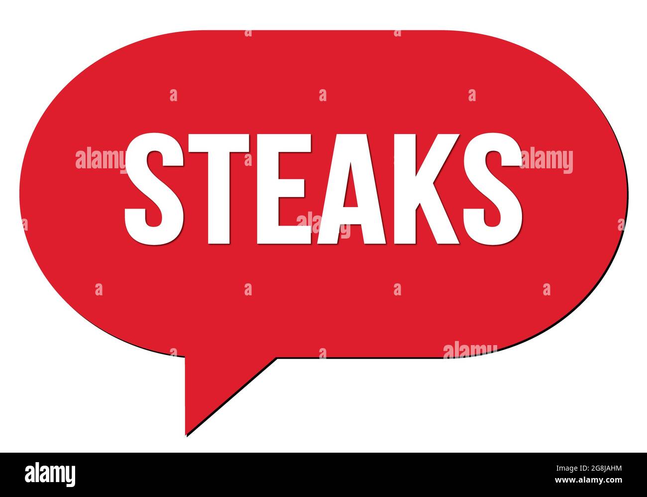 STEAKS text written in a red speech bubble stamp Stock Photo - Alamy